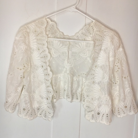 Smacky Glam | Tops | Smacky Glam Cream Cotton Eyelet Shrug | Poshmark